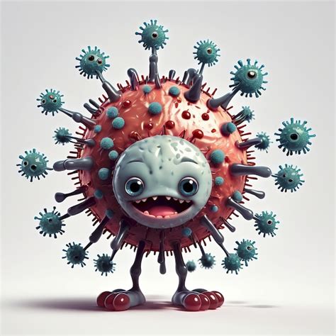 Virus Cartoon Very Funny Illustration Premium Ai Generated Image