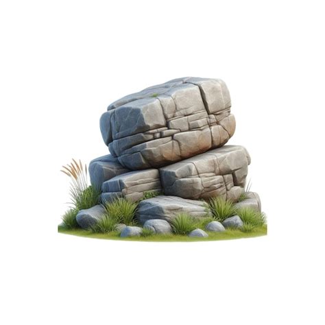 Stone Boulder And Grass Vector Premium Ai Generated Vector