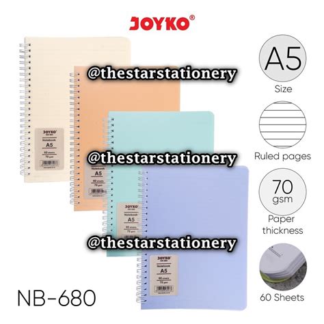 Jual 1 Biji Spiral Book Joyko NB 680 A5 60 Lembar Ruled Notebook