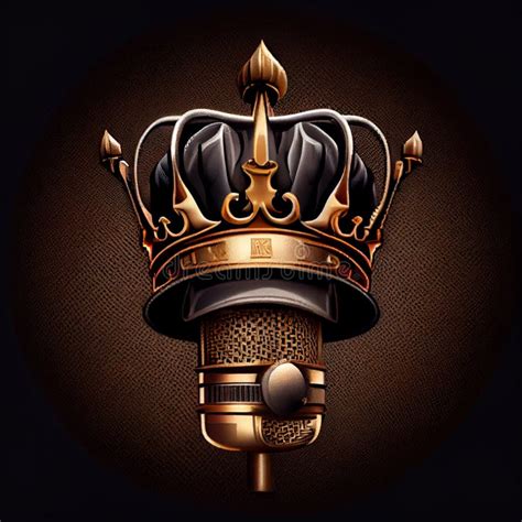 Microphone With Golden Crown Crown Symbolizes Leadership In Radio