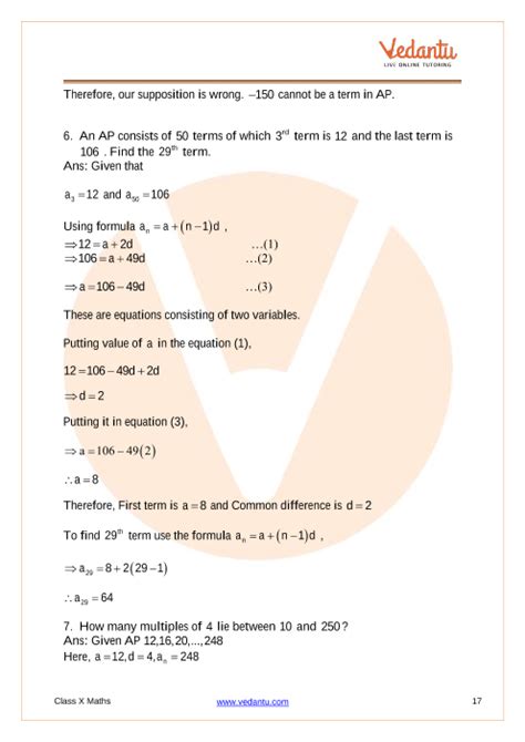 Cbse Class 10 Mathematics Chapter 5 Arithmetic Progressions Important Questions