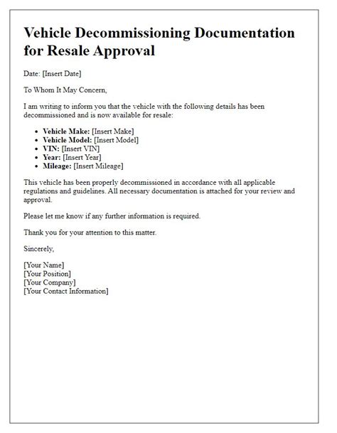 Letter Template For Vehicle Decommissioning Notice Free Samples In Pdf Letterin