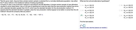 solved what are the null and alternative hypotheses test