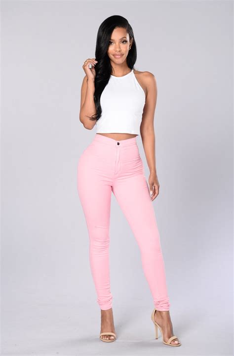 Super High Waist Denim Skinnies Pink Fashion Nova