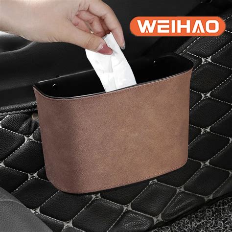 차량용 쓰레기통차량용 휴지통 예쁜차량용품 Weihao 자동차 쓰레기통 정리함 Pu 가죽 접 티몬
