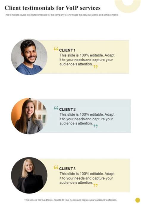 Voip Infrastructure And Services Client Testimonials For Voip Services One Pager Sample Example