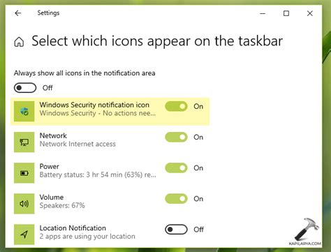 Showhide Windows Security Notification Icon In Windows 10
