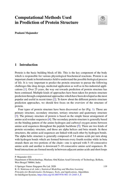 Pdf Computational Methods Used In Prediction Of Protein Structure