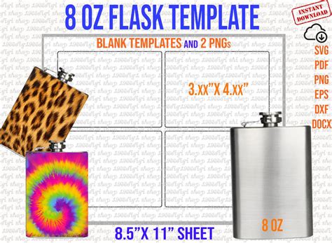Flask Svg Flask Template Flask 8 Oz Template Alcohol Svg Flask Svg