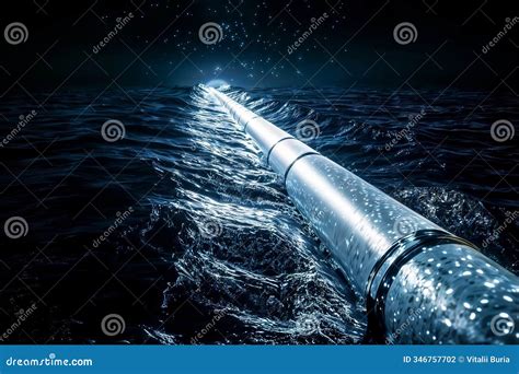 Submarine Pipeline Technology Large Pipe On Ocean Floor Generative Ai