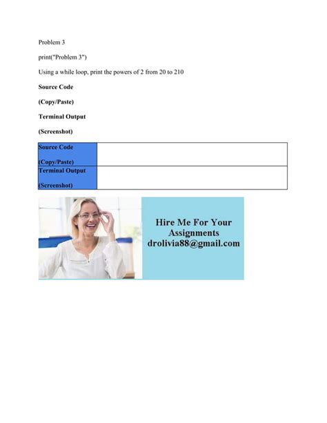 Problem 3 Print Problem 3 Using A While Loop Print The Powers Of 2docx