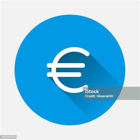 파란색 배경에 유로 기호 아이콘의 벡터입니다 긴 그림자 있는 플랫 이미지 유로 아이콘입니다 레이어 그룹화 쉽게 편집 그림에 대 한 당신의 디자인에 대 한