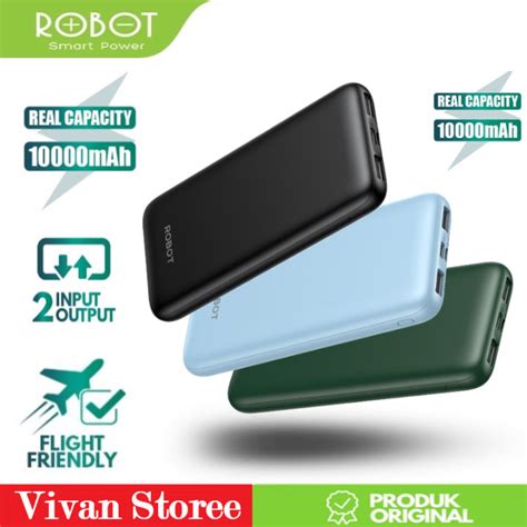 Robot Power Bank Rt12 Powerbank 10000mah 2 Input Micro Type C Output Usb A 2 Slim Garansi