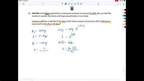 Alg2 Solving Exponential Equation Half Life Q4 Youtube
