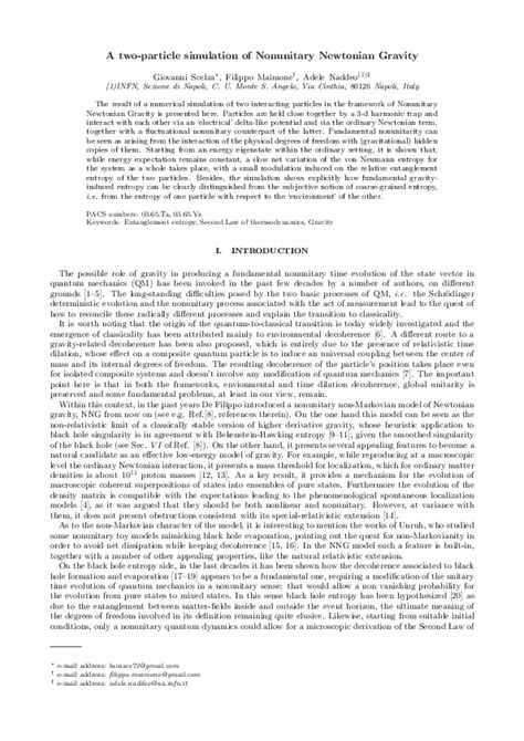Pdf A Two Particle Simulation Of Nonunitary Newtonian Gravity Giovanni Scelza