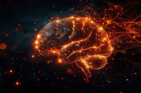 Glowing Neural Network Connections Form The Shape Of A Human Brain With Pulsing Data Streams And