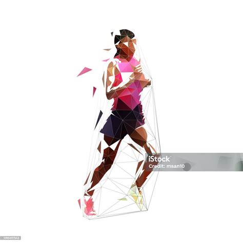 실행 여자 추상 낮은 다각형 고립 벡터 그림 기하학적 러너 측면 도면 가냘픈에 대한 스톡 벡터 아트 및 기타 이미지 가냘픈