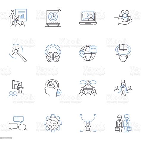 로드 트립 비즈니스 라인 아이콘 컬렉션입니다 모험 경치 여행 탐험 여행 여행 경로 벡터 및 선형 그림 탈출 방랑벽 고속도로 개요 표지판 세트 개성 개념에 대한 스톡 벡터