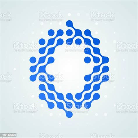 편지 O 로고 현대 하프톤 아이콘입니다 벡터 평면 문자 O 미래의 블루 도트 라인 액체 글꼴 유행 디지털 디자인에 로그인 원형에 대한 스톡 벡터 아트 및 기타 이미지