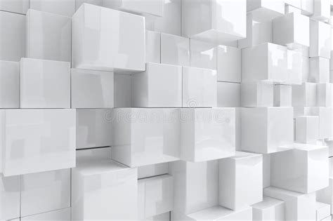 Ai Generative White 3d Cube Background Stock Illustration