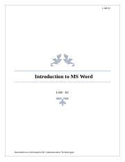ICT Lab Docx LAB Introduction To MS Word LAB Introduction To Information