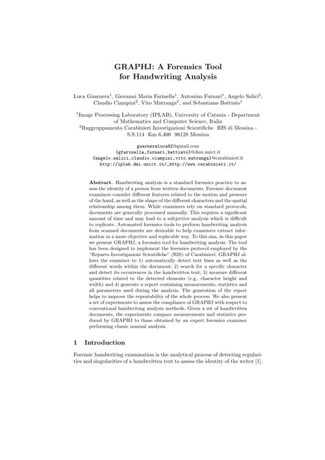 Pdf Graphj A Forensics Tool For Handwriting Analysis
