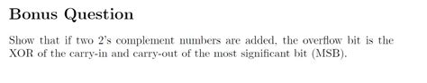 Solved Bonus Question Show That If Two 2s Complement