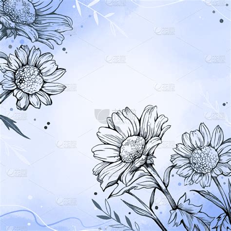 手绘线稿图花朵元素