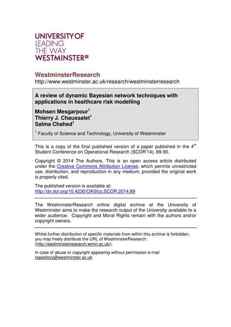 Pdf A Review Of Dynamic Bayesian Network Techniques With Applications