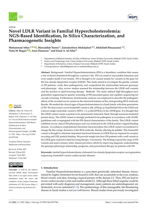 Pdf Novel Ldlr Variant In Familial Hypercholesterolemia Ngs Based
