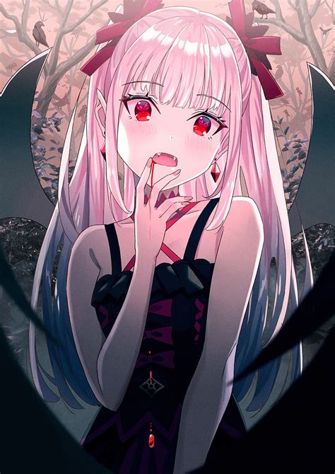Anime Girl Side Smiling Vampire
