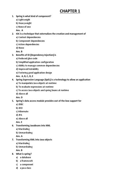 Spring Mcq Pdf Spring Framework Databases