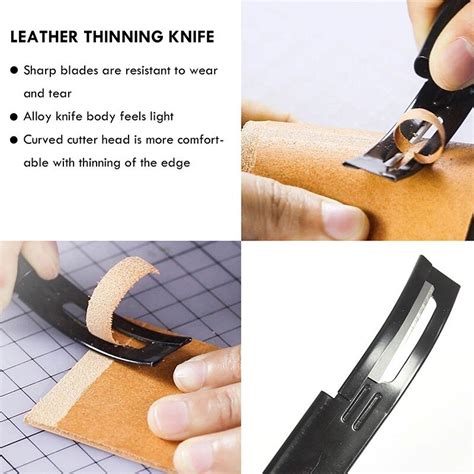 Badu Bg Нож за изтъняване на кожа Safety Beveler Skiver с 3 остриета Thinning Leather Craft
