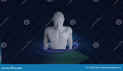 Composition Of Scope Scanning With Human Body Formed With Grey Particles Stock Illustration