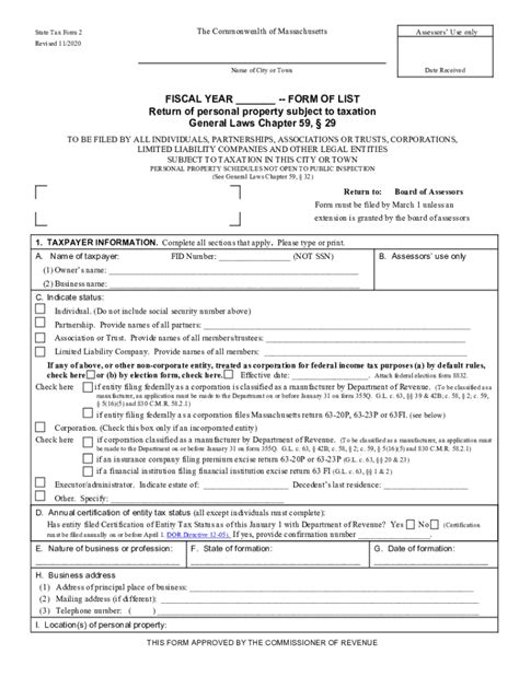 Mass Fillable Tax Forms Printable Forms Free Online