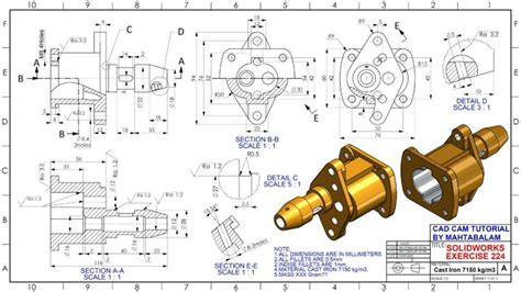 Solidworks Complex Tutorial Exercise 224 Lofted Cut Revolved Cut Autocad Desenho Técnico