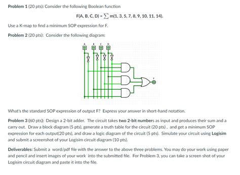 Solved Problem 1 20 Pts Consider The Following Boolean