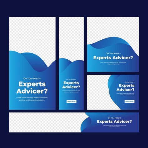 Abstract Banner Design Web Template Set Horizontal Web Banner Modern Gradient Blue Cover