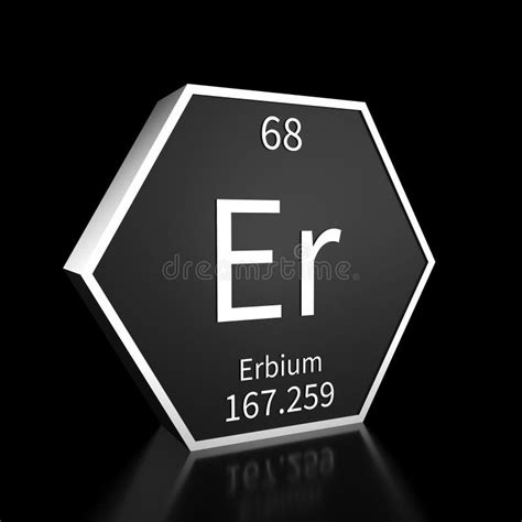 Elemento De Tabla Periódica Erbium Metal Representado Sobre Negro Stock
