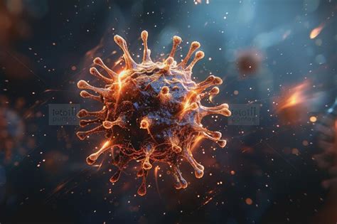 Abstract Representation Of A Virus Particle With The Spiky Surface On A Dark Background