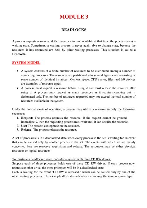 operating system module 3 module 3 deadlocks a process requests
