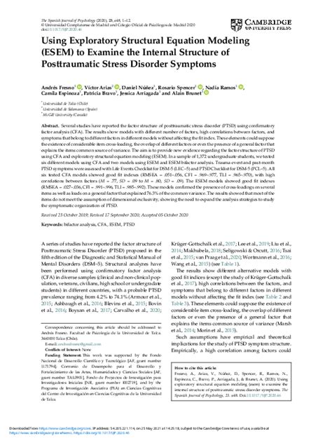 Pdf Using Exploratory Structural Equation Modeling Esem To Examine The Internal Structure Of