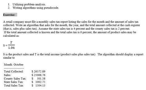 Solved Utilizing Problem Analysis Writing Algorithms Using