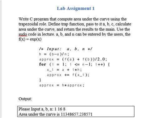 Solved Write C Program That Compute Area Under The Curve Chegg