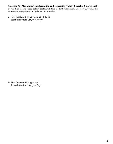 Solved Question 3 Monotone Transformation And Convexity