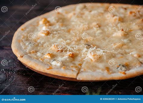 Pizza Four Cheese With Smoked Suluguni Gorgonzola Mozzarella
