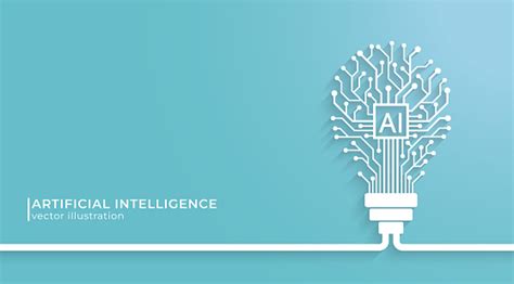 Ai 칩과 실루엣이 있는 전구 회로 라인 Ai에 의한 아이디어와 혁신 인공 지능 및 기계 학습 기술 개념 벡터 일러스트 레이 션