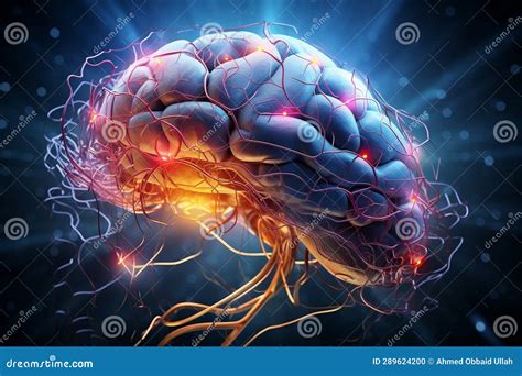 Detailed Neural Network With Abstract Blue And Orange Brain Synapses In A Black Background