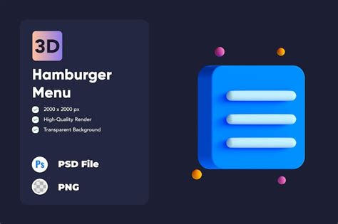 Premium Psd 3d Icon Illustration Hamburger Menu
