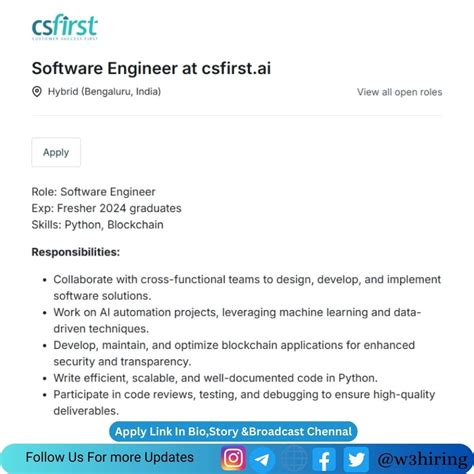 Csfirst Recruitment 2025 Hiring Software Engineer Bachelors Degree Apply Now W3hiring